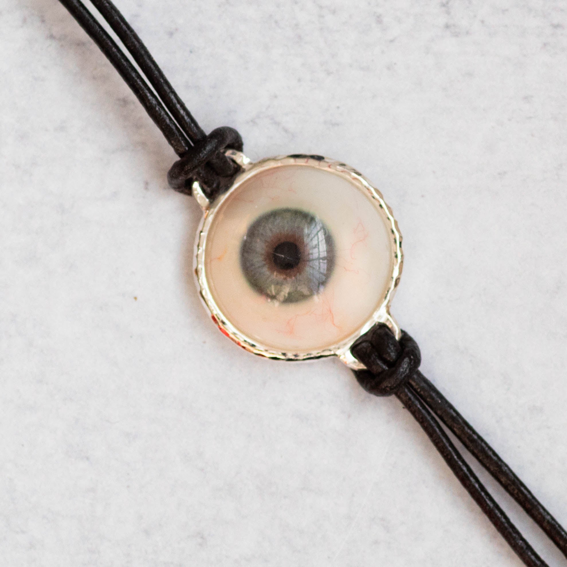 Hand Painted Blue Silver Leather Eye Bracelet – Eyeba