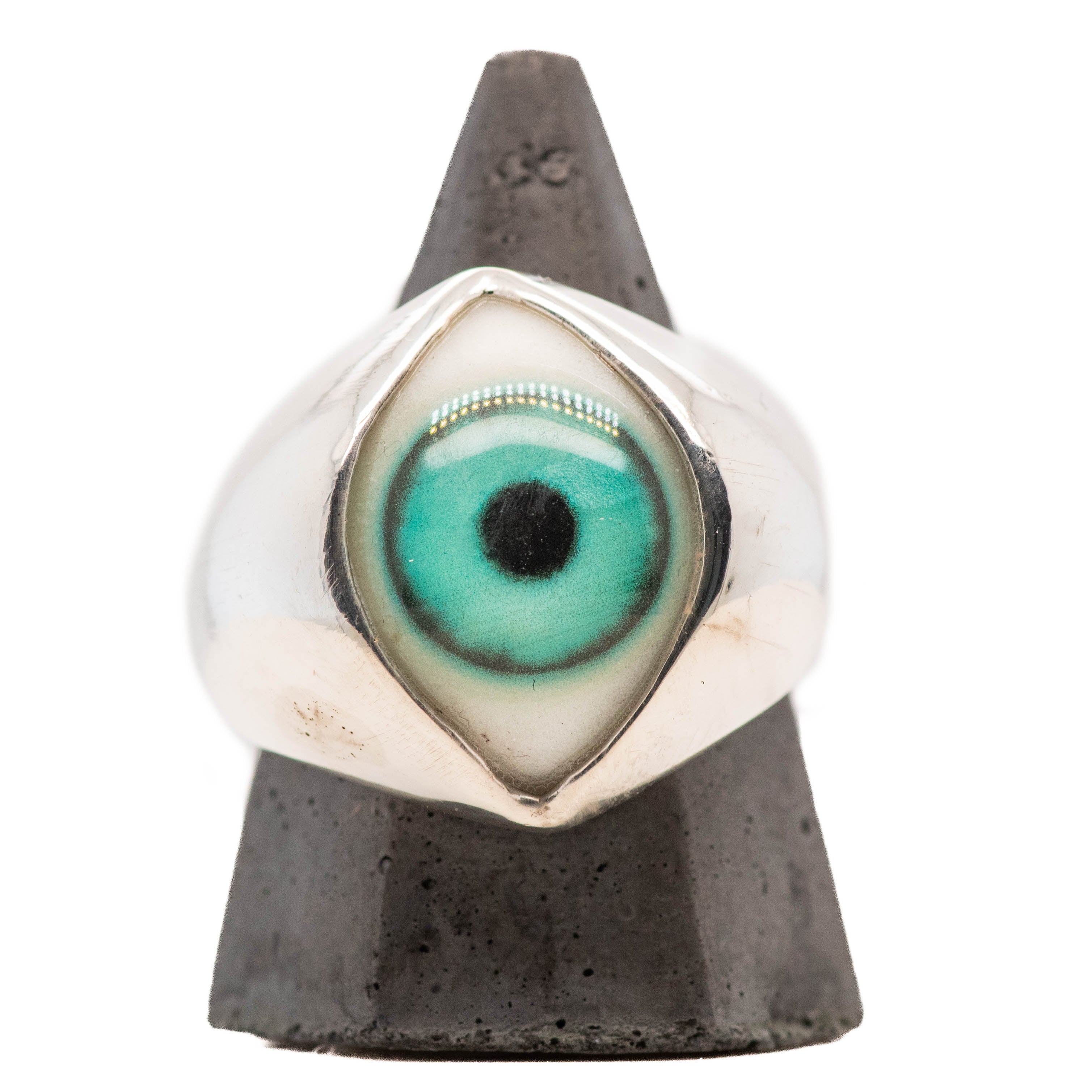 Hand Painted Turquoise Silver King Eye Ring – Eyeba