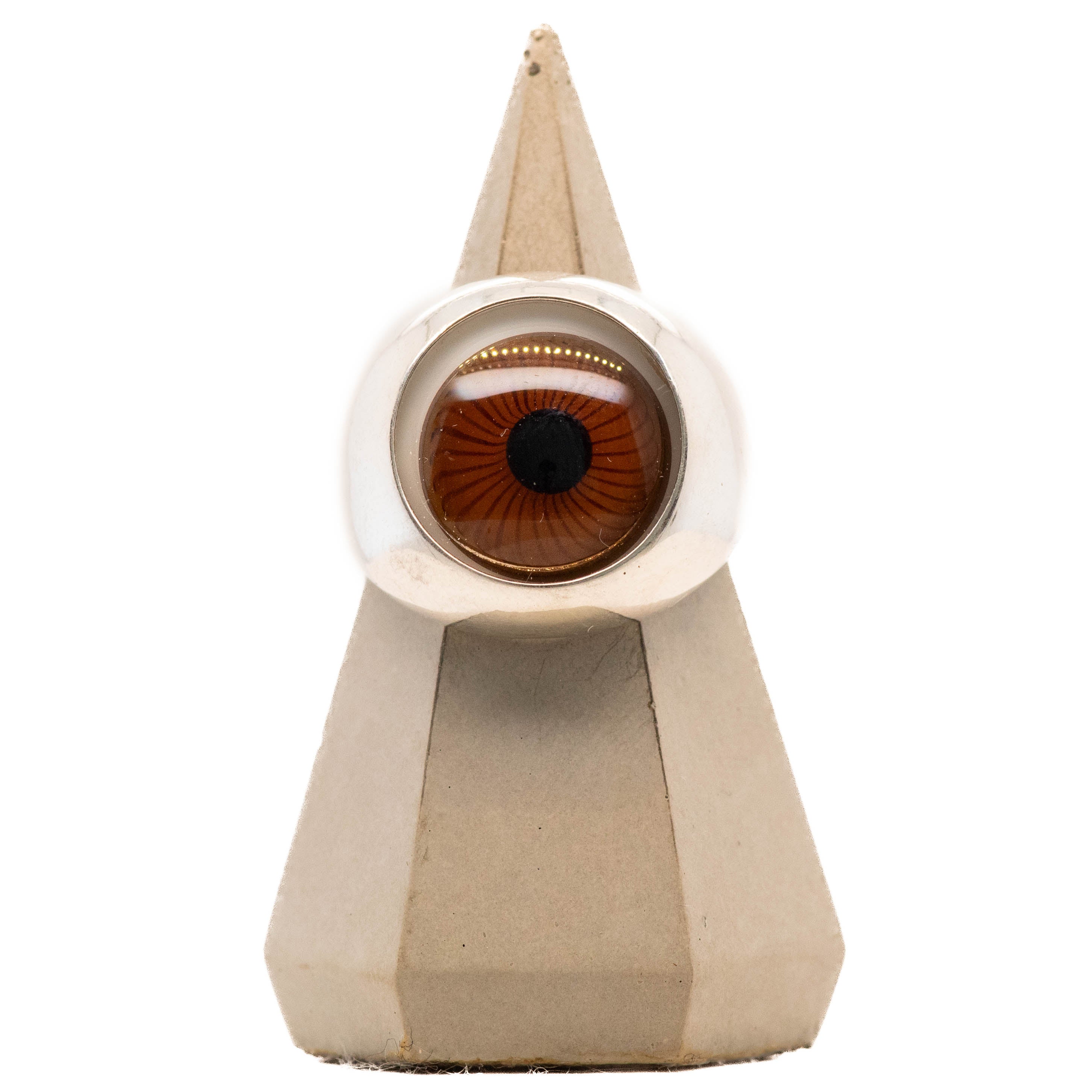Brown Silver Bubble Glass Eye Ring – Eyeba