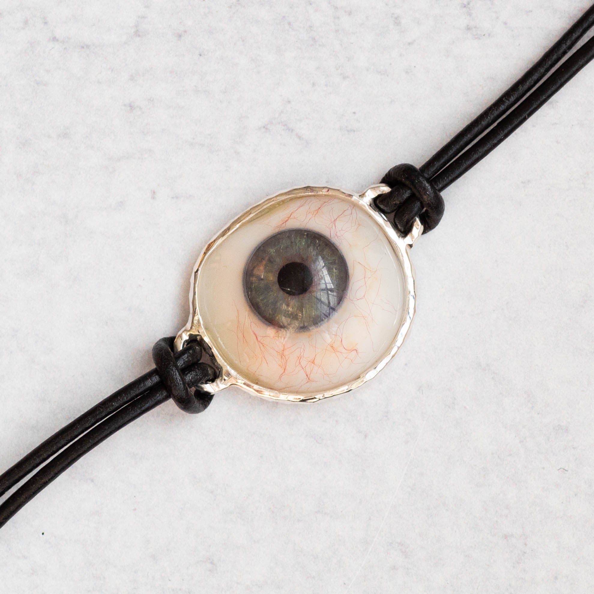 Hand Painted Blue Silver Leather Eye Bracelet – Eyeba