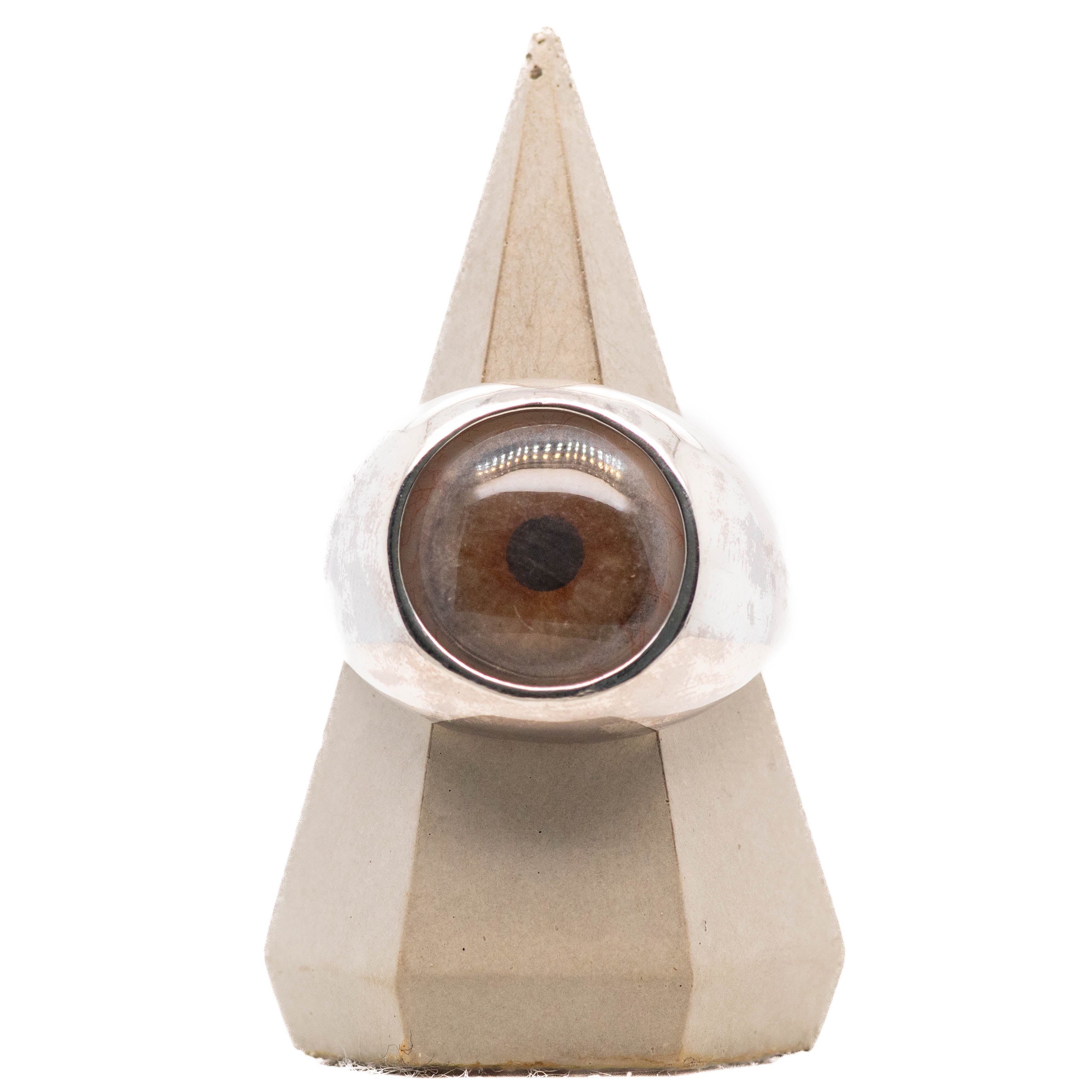 Hand Painted Hazel Silver Bubble Eye Ring – Eyeba