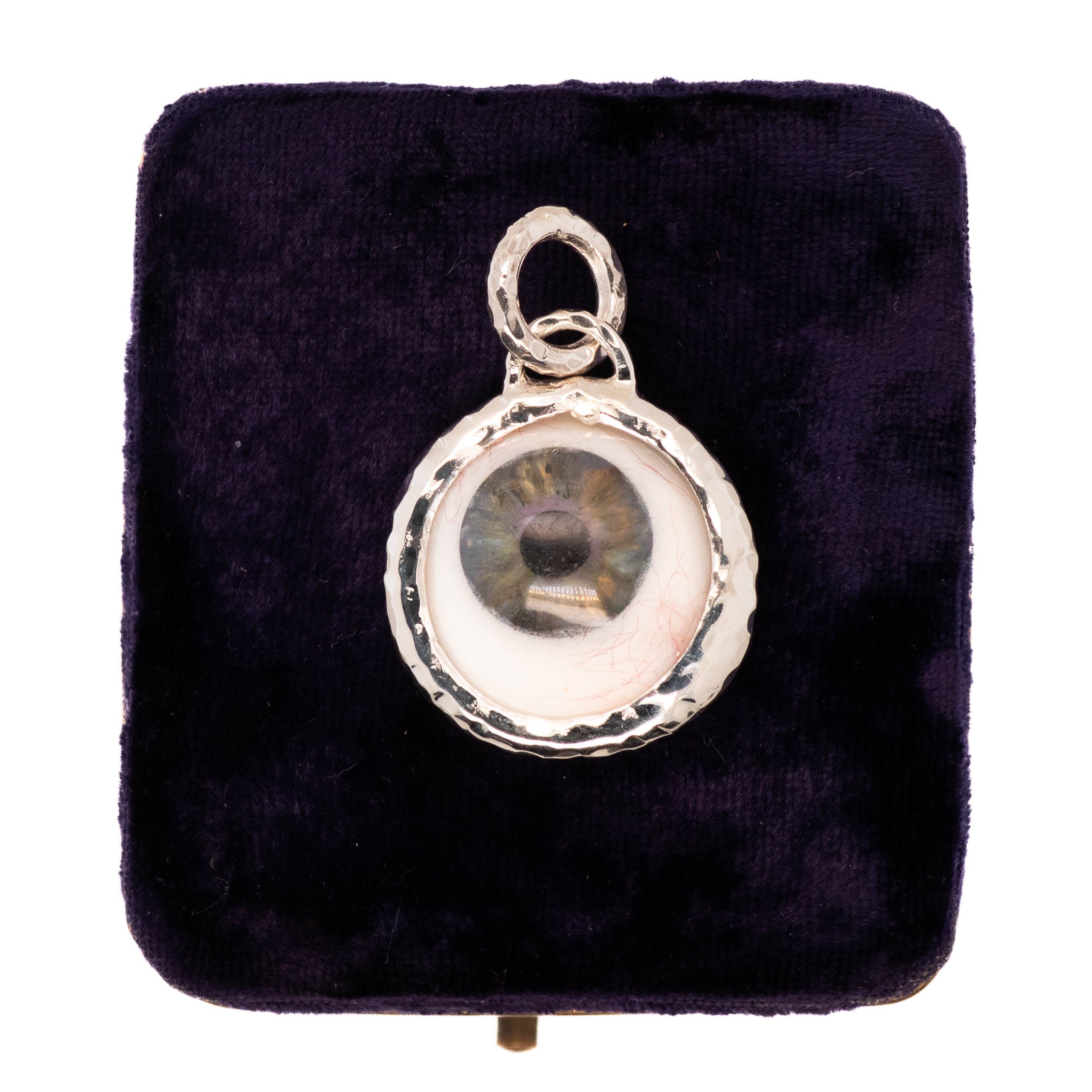 Hand Painted Blue Hammered Silver Eye Pendant – Eyeba