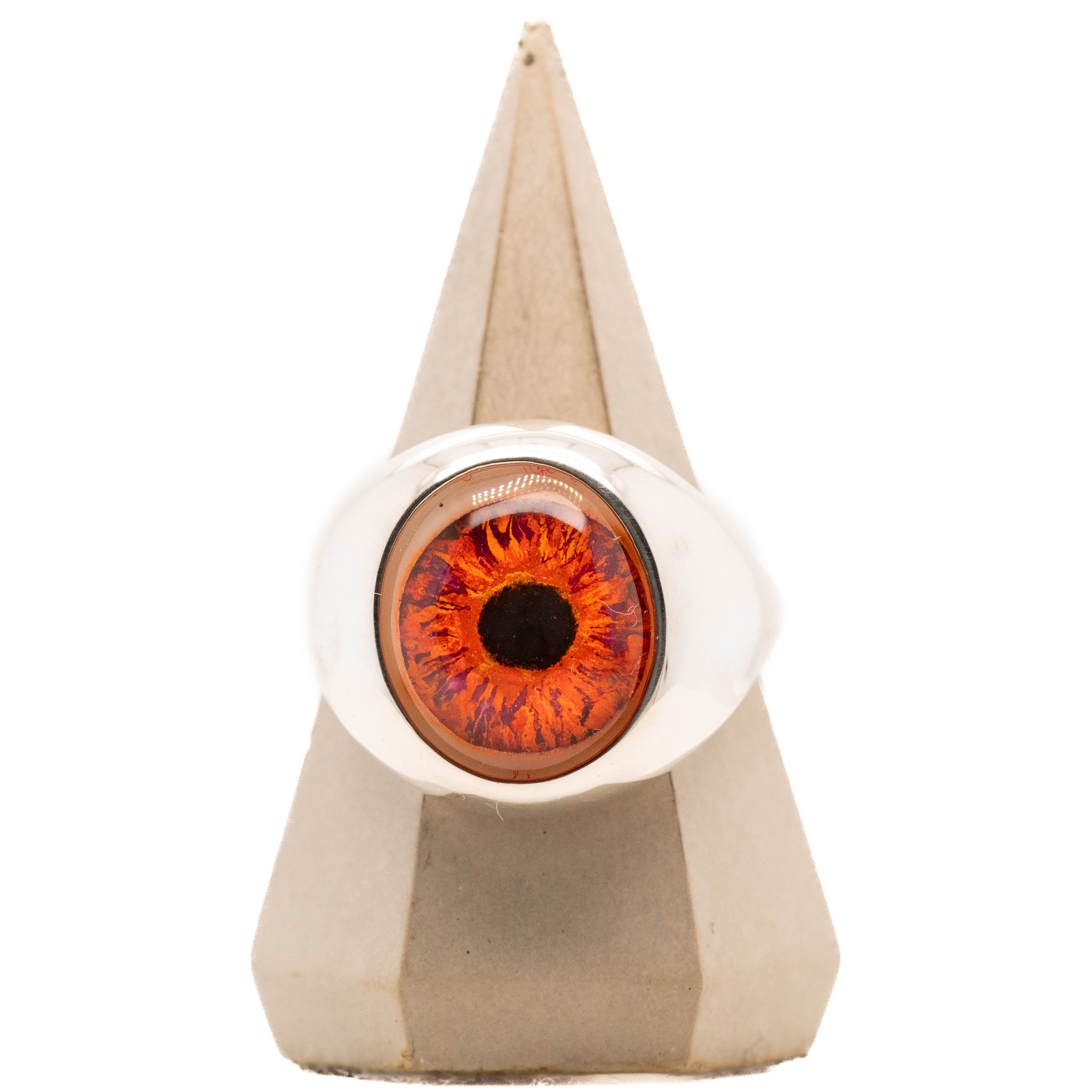 Hand Painted Red Silver Bubble Eye Ring – Eyeba