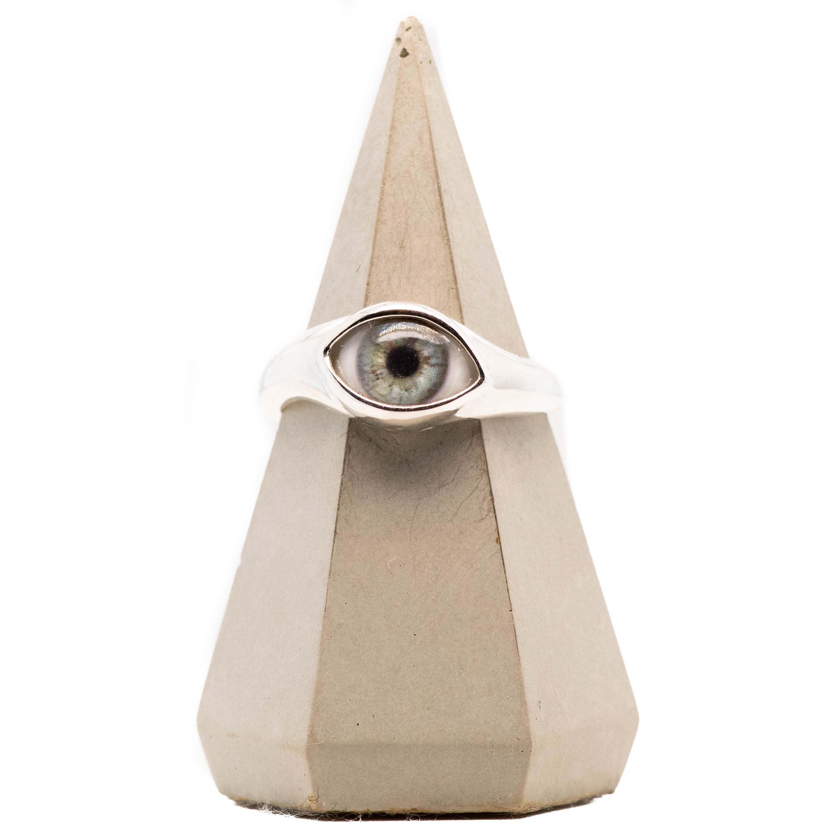 Grey Green Mini Silver Twist Eye Ring – Eyeba