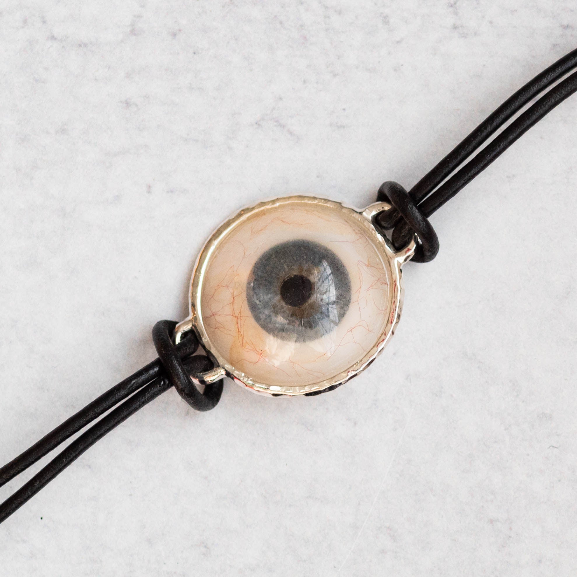 Hand Painted Blue Silver Leather Eye Bracelet – Eyeba